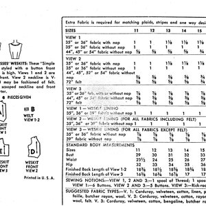 1950's Vintage Weskit Vests Pattern 3 Styles Digital Download- Mid ...