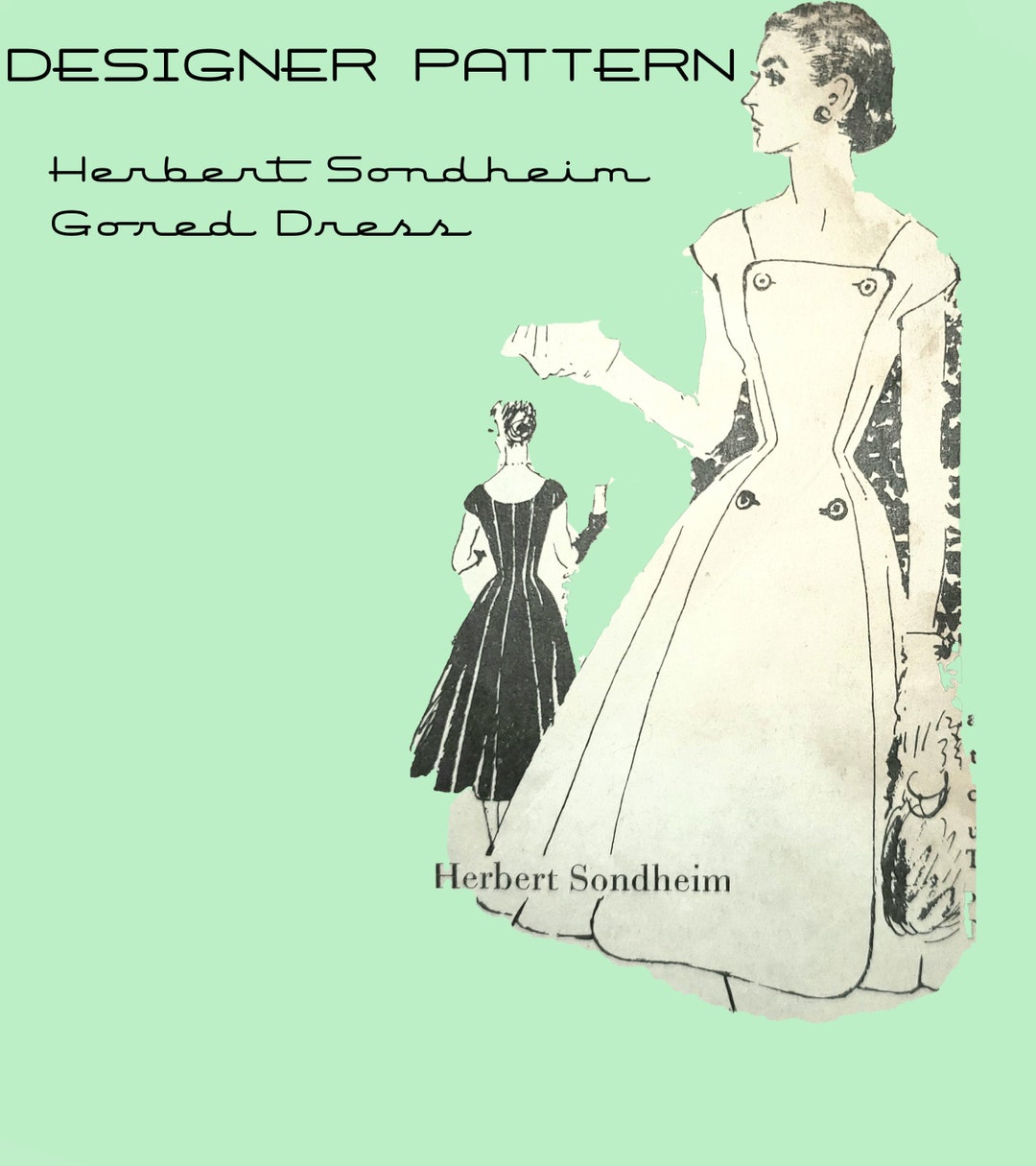 1950's RARE DESIGNER Sewing Pattern Herbert Sondheim American Designer ...