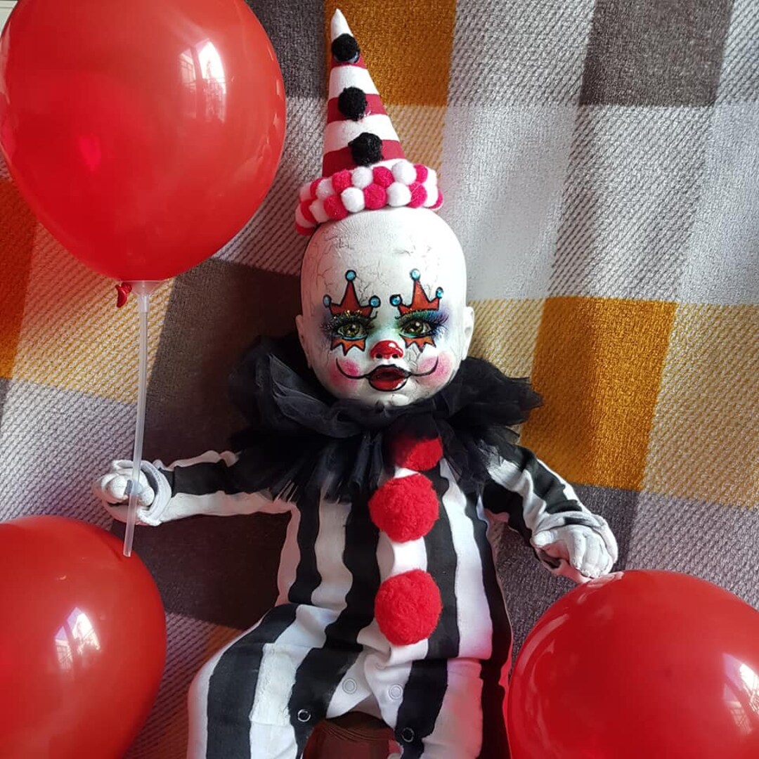 Hand-painted Reborn Baby Doll, Black & White Striped Clown - Etsy