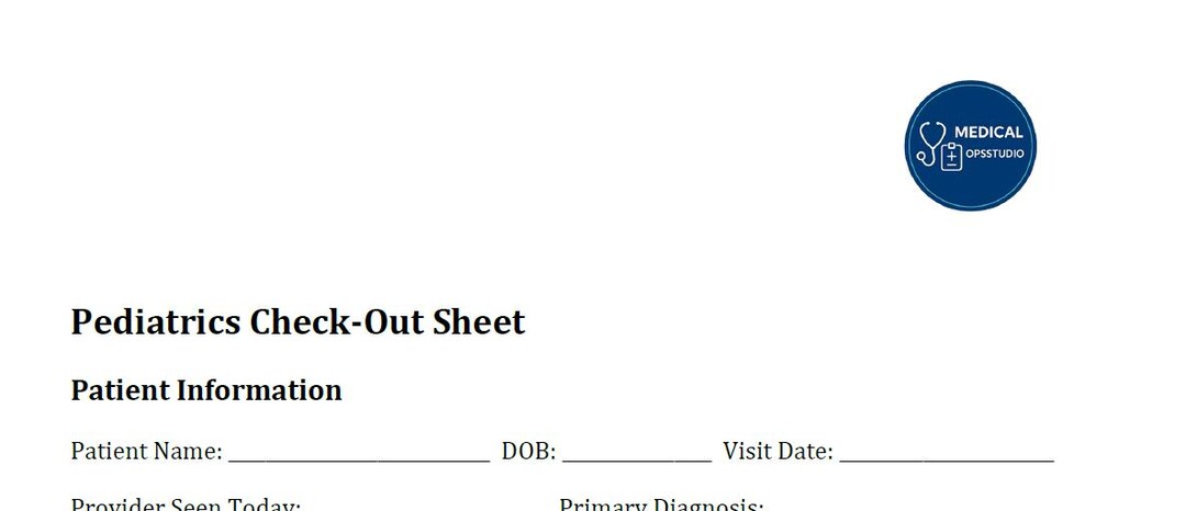 Pediatric Check-out Sheet | Clinic Workflow Template | Printable ...