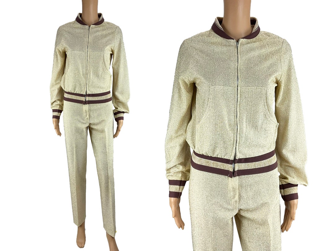 Vintage Lurex Track Suit Frederick's of Hollywood Gold Sparkle Metallic ...