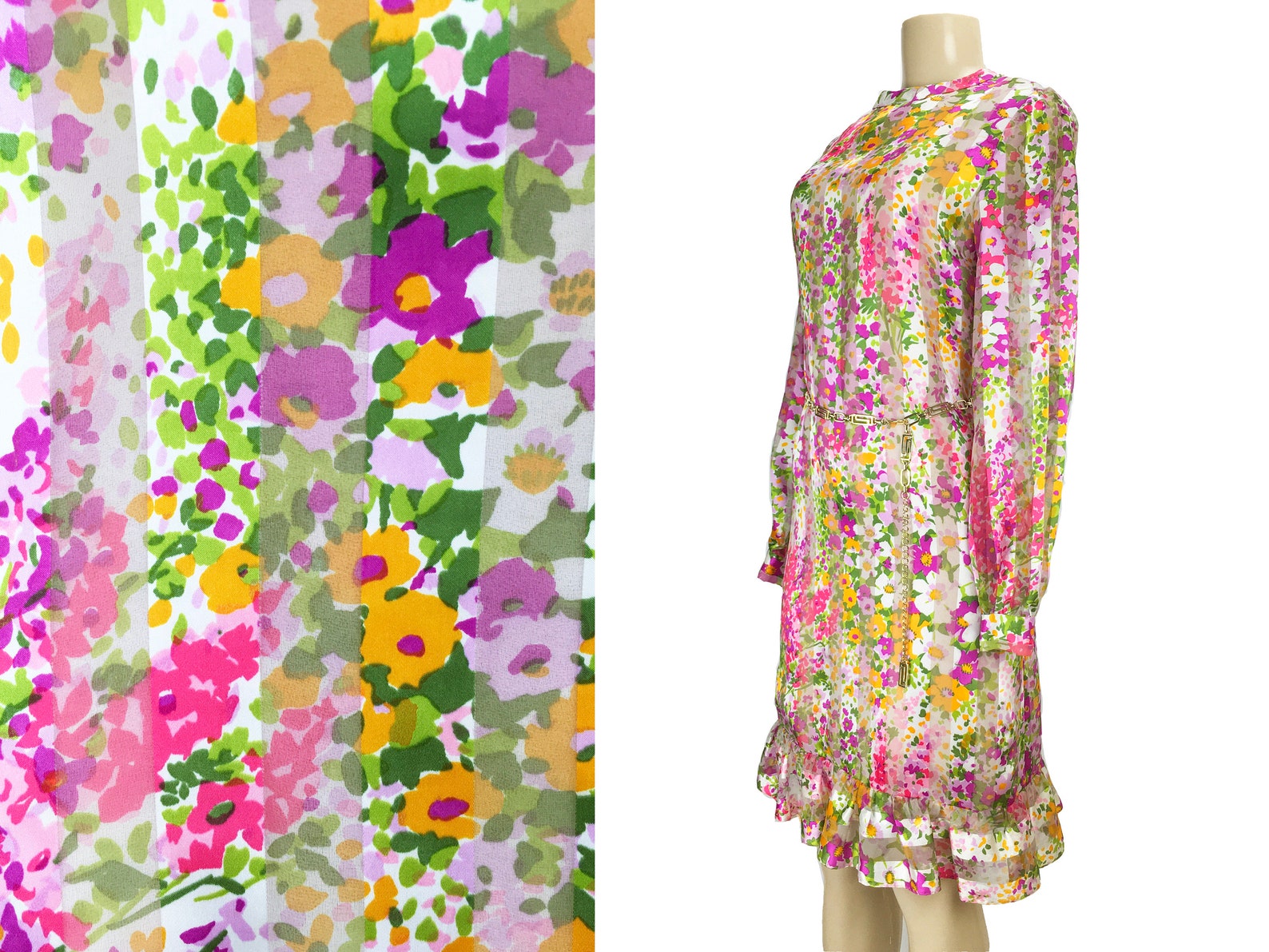 Vintage Dress Tina Leser Originals 1960s Shift A-line Size S M Organza ...
