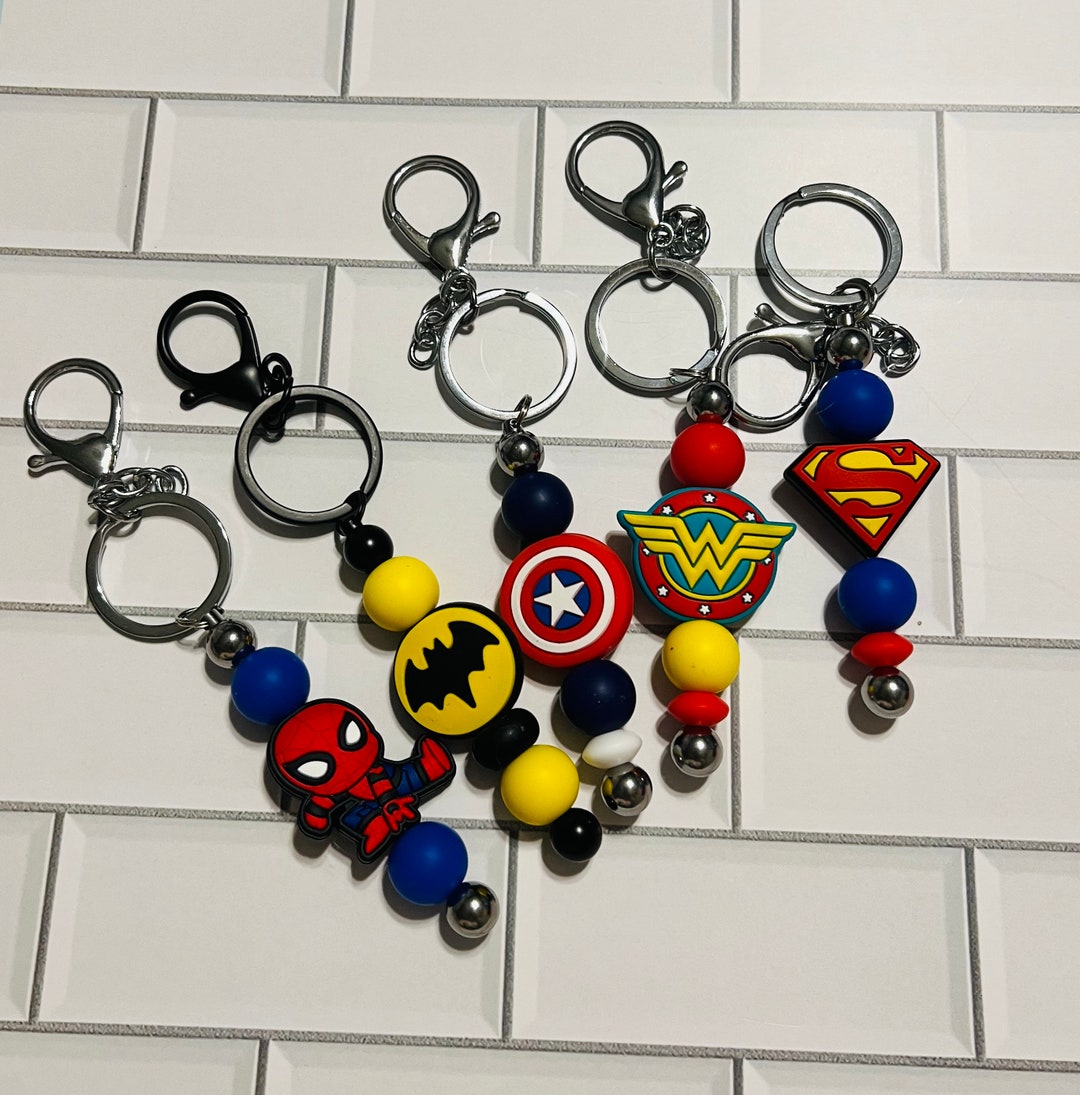 Super Hero Beaded Barbell Keychain - Etsy