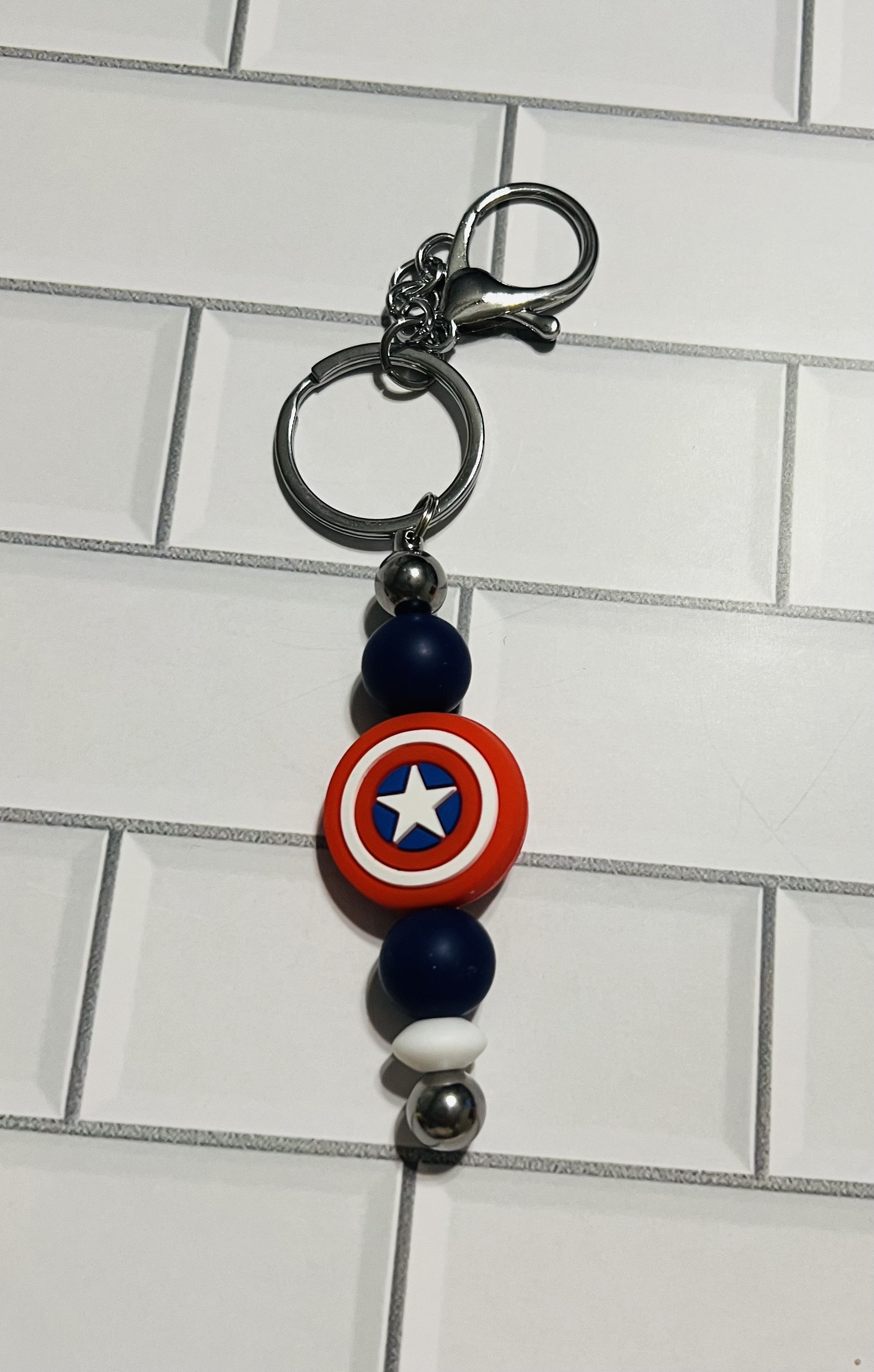 Super Hero Beaded Barbell Keychain - Etsy