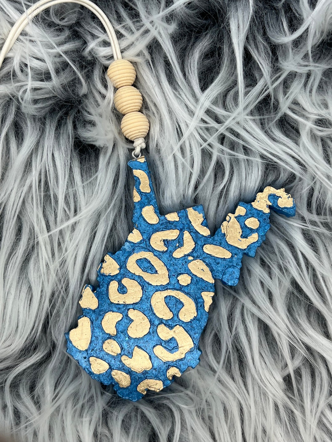 West Virginia Blue and Gold Leopard Print Custom Handmade Car Freshie ...