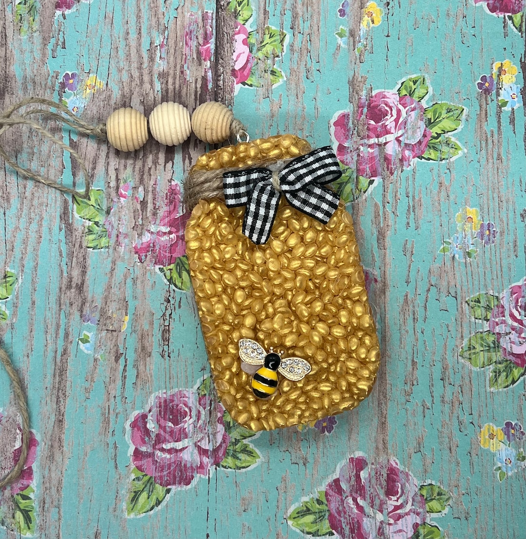 Honey Bee Mason Jar Car Freshie Vanilla Cotton Scent - Etsy