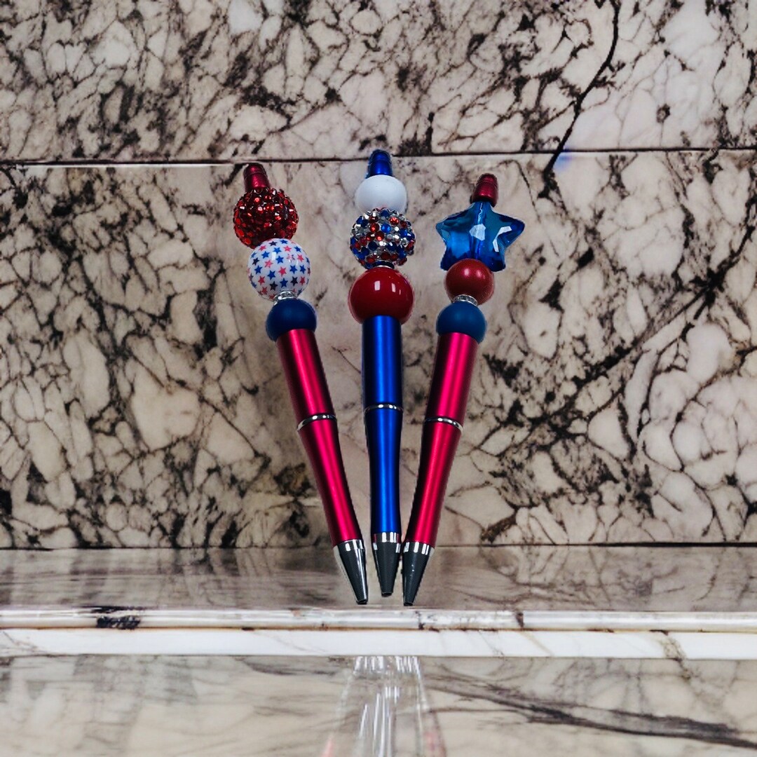 Red, White and Blue Patriotic Bead Pen With Refill - Etsy