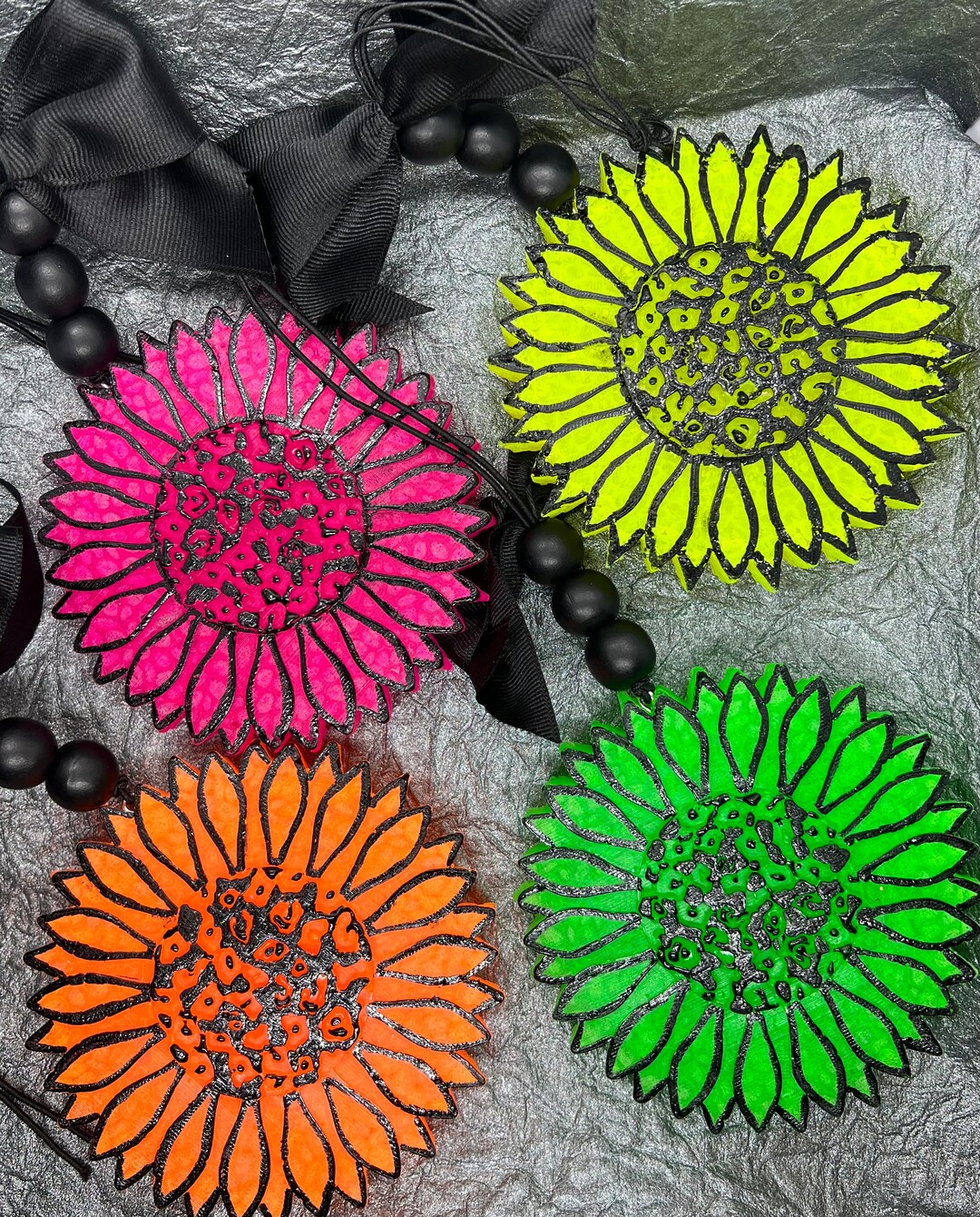 Neon Animal Print Sunflower Car Freshie Air Freshner - Etsy