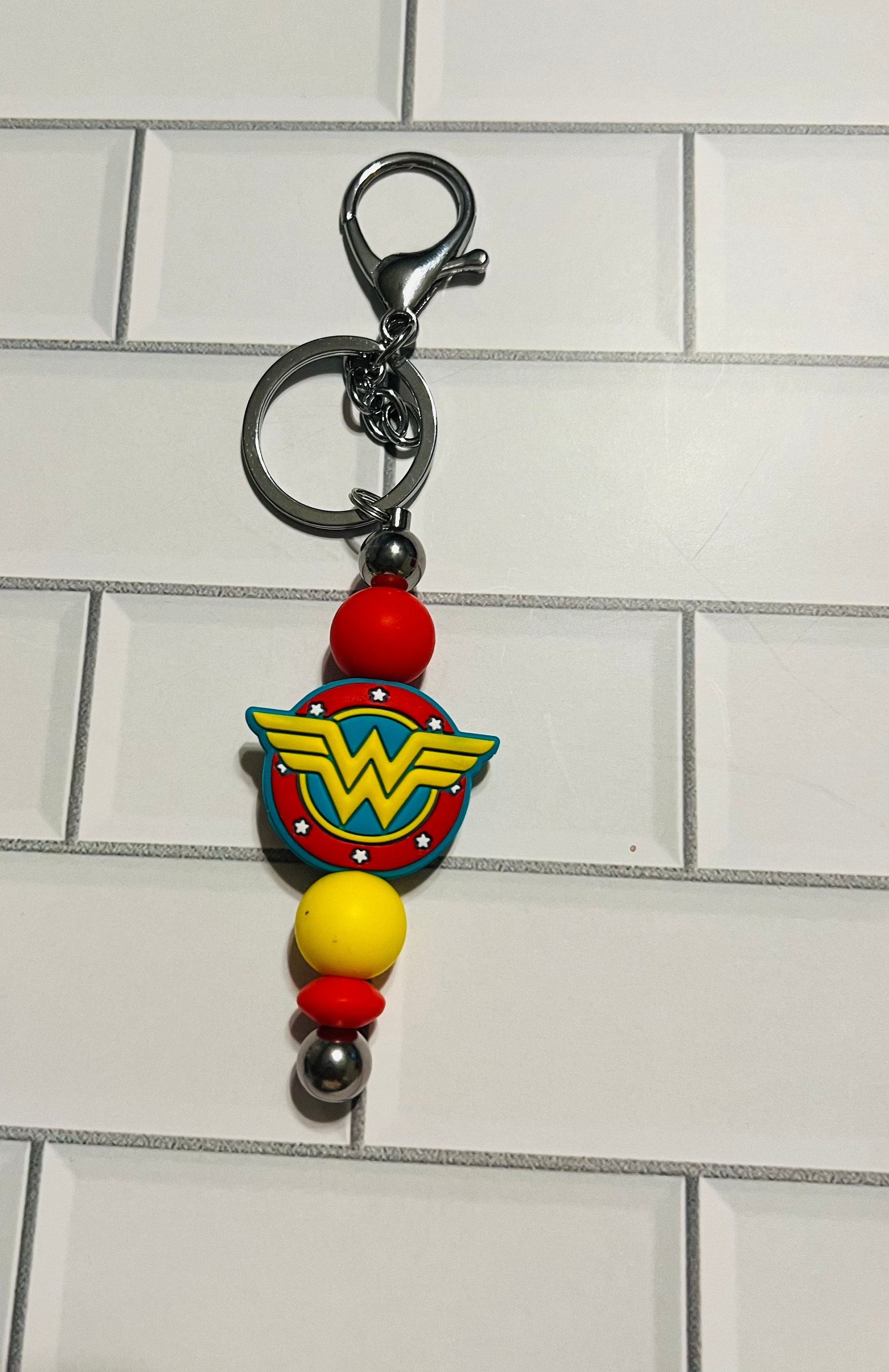 Super Hero Beaded Barbell Keychain - Etsy
