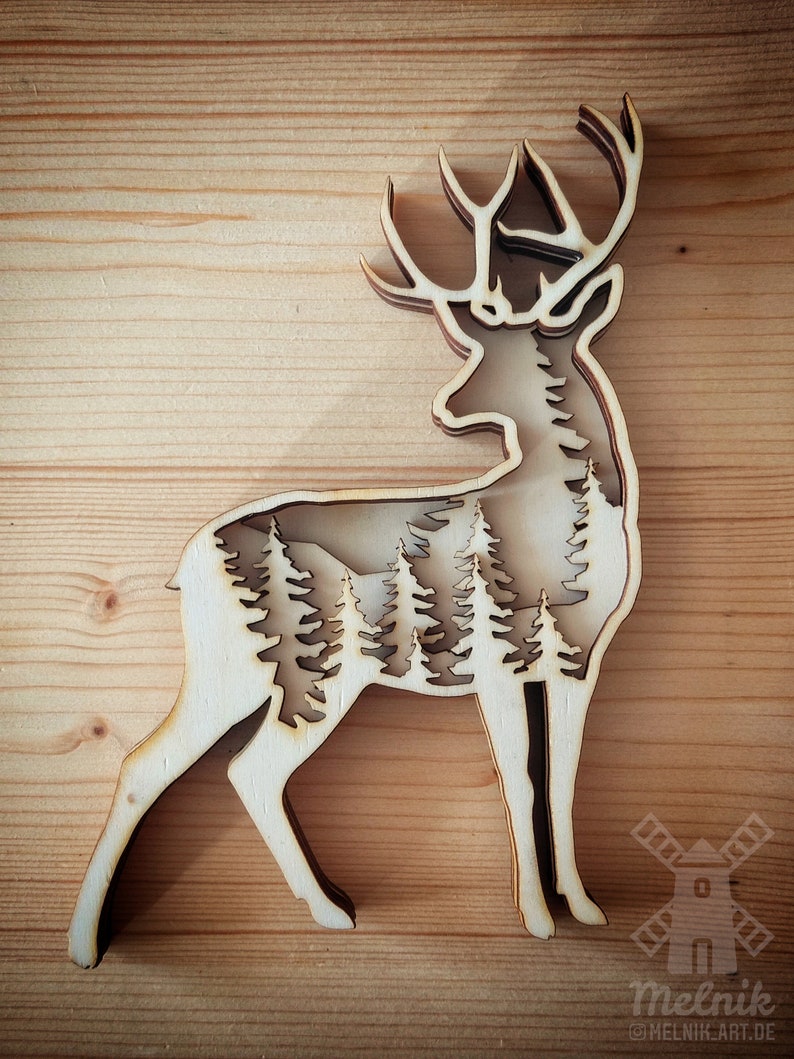 3D Model deer Made of Wood for Self-coloring - Etsy