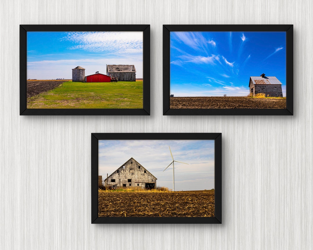 4x6 Iowa Barn Photo Prints, Set of Three Farm Photography Rustic Wall ...
