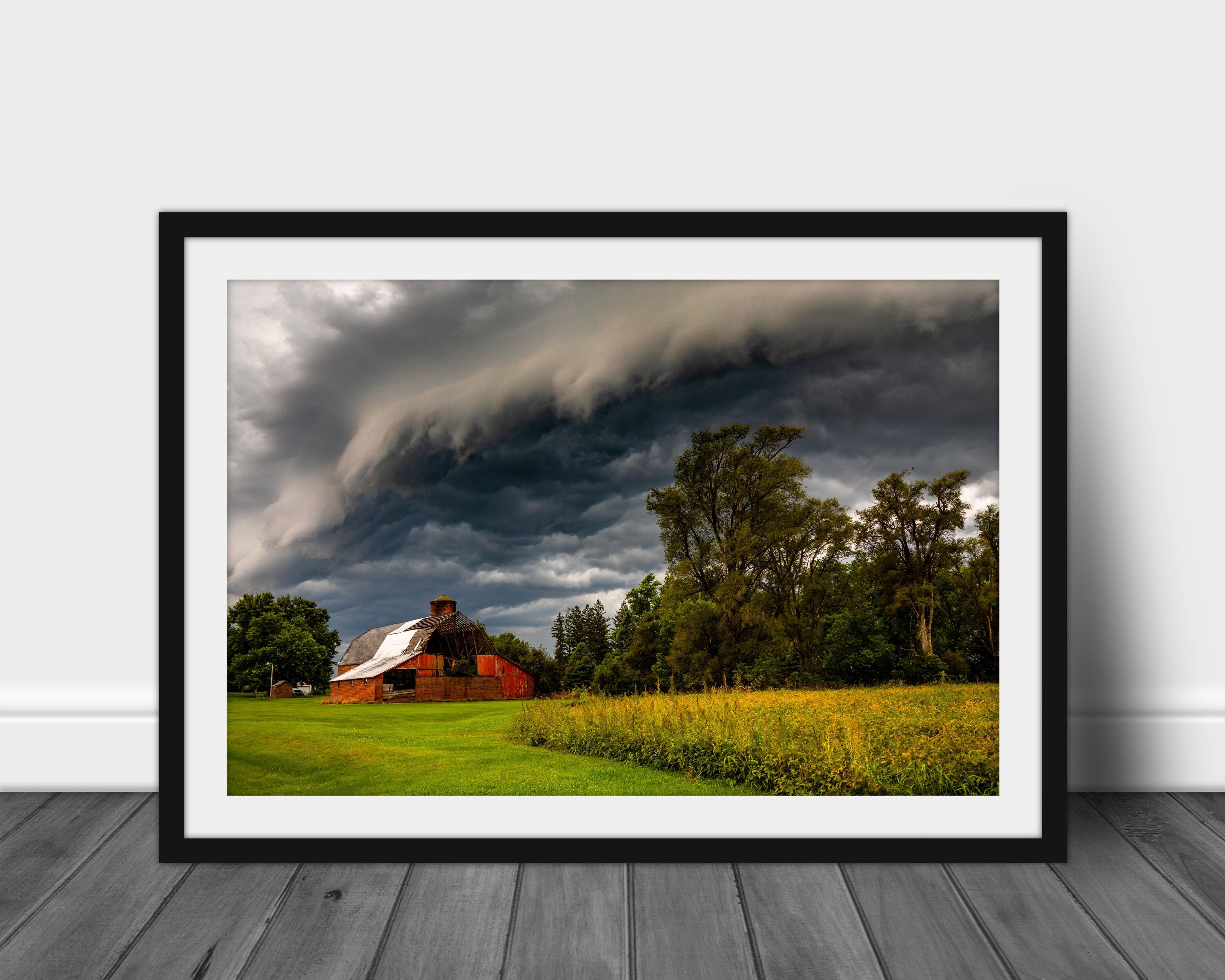 Red Barn Wall Art Photo Stormy Iowa Farmland Photography - Etsy