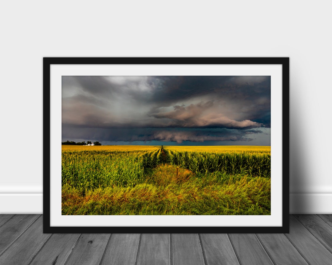 24x36 Framed Storm Photography Print, Scenic Iowa Country Landscape ...