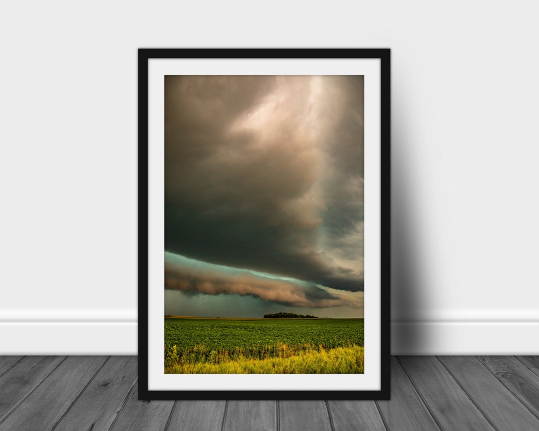 Vertical Storm Photography Wall Art Hanging, Scenic Iowa Landscape ...