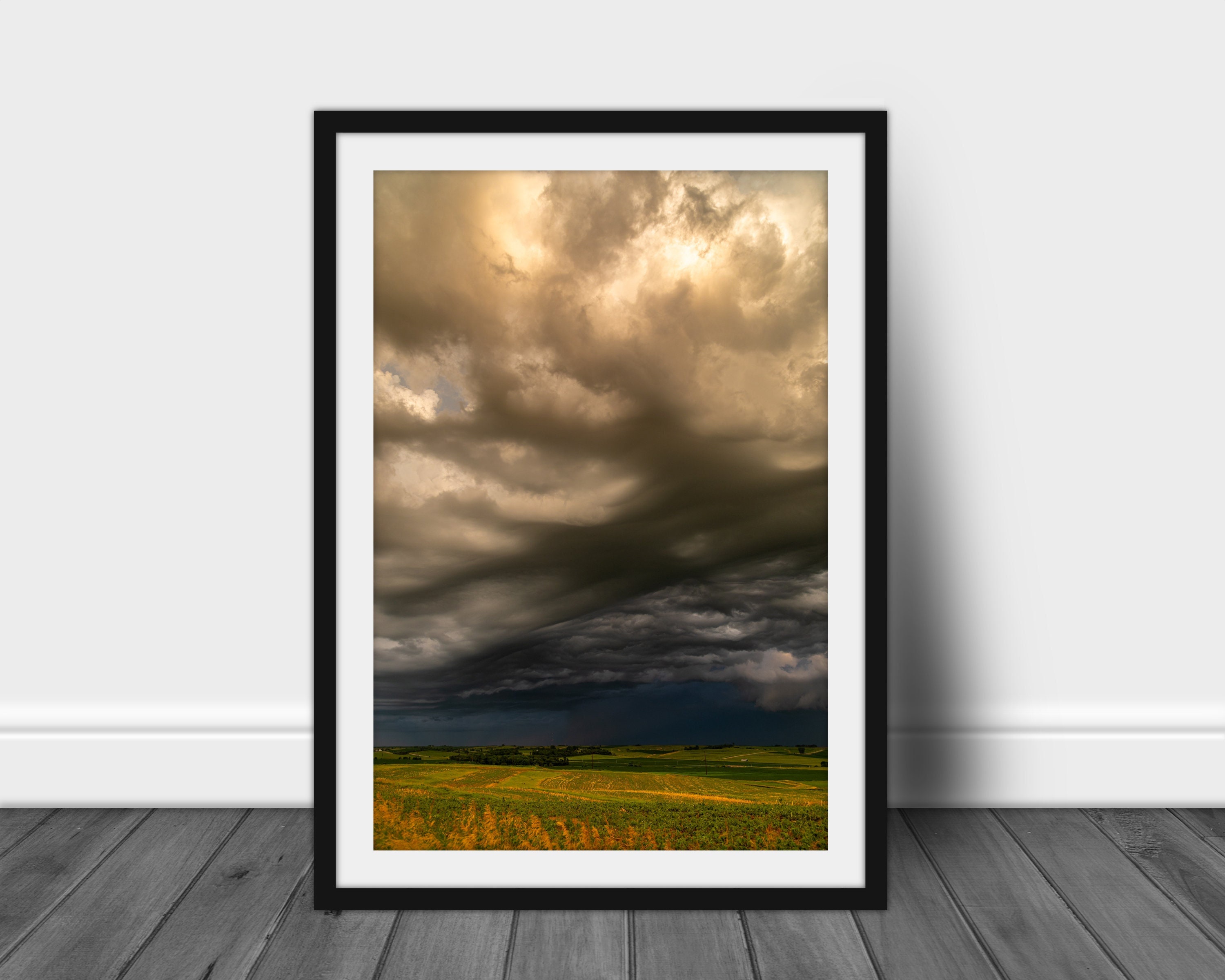 Vertical Storm Photography Wall Art Picture, Dramatic Stormy Iowa ...