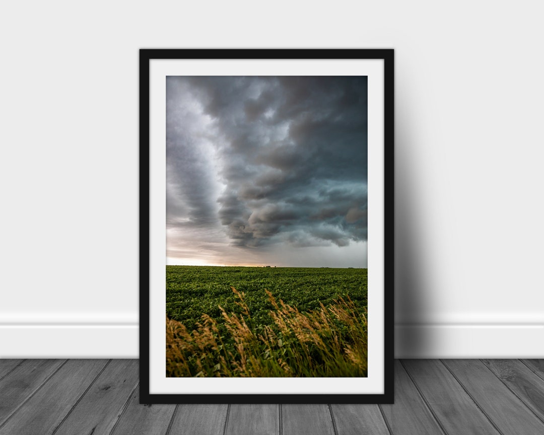 Vertical Storm Cloud Photography Wall Art Hanging, Scenic Iowa ...