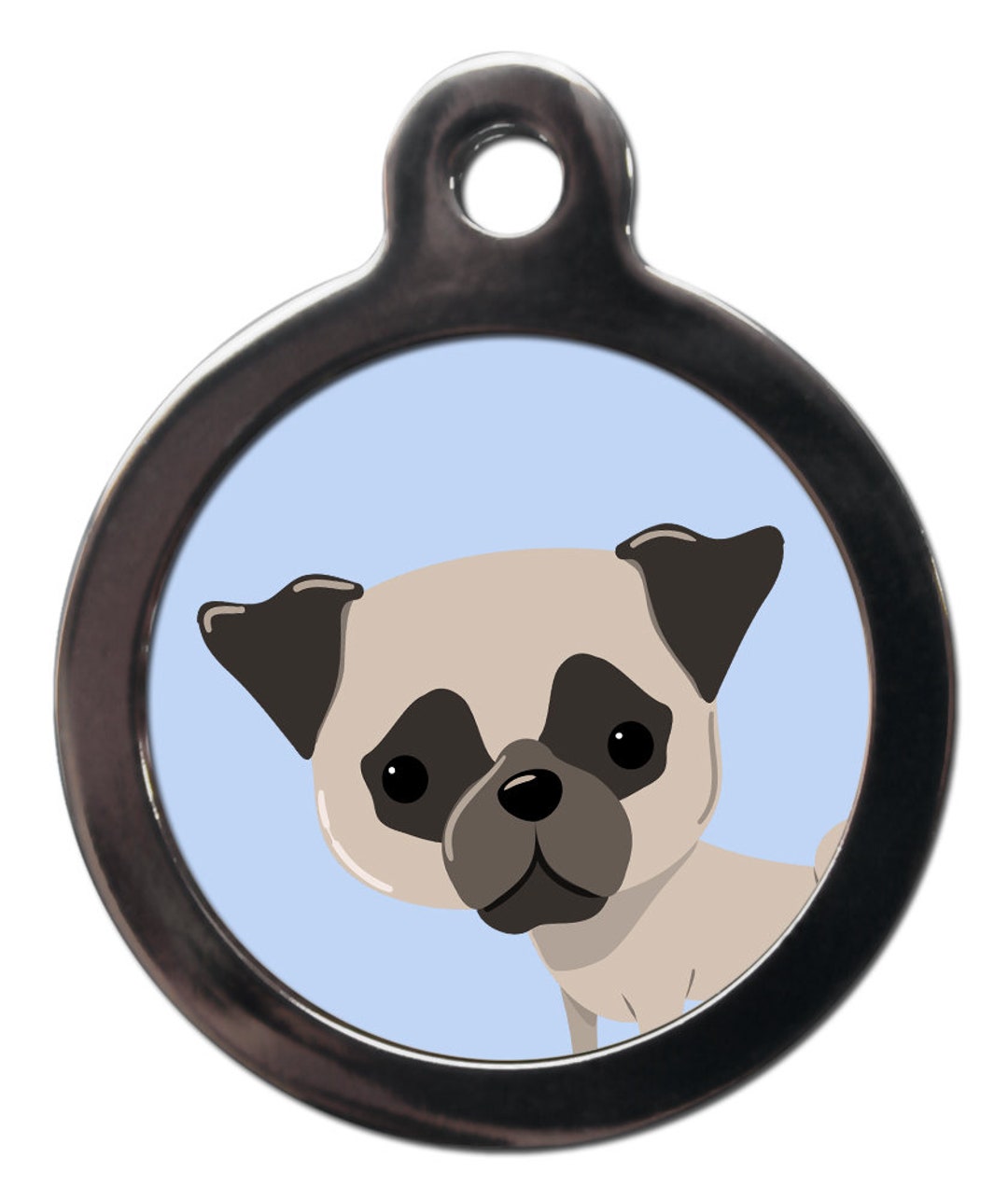 Cartoon Pug Tag , Personalised - Etsy