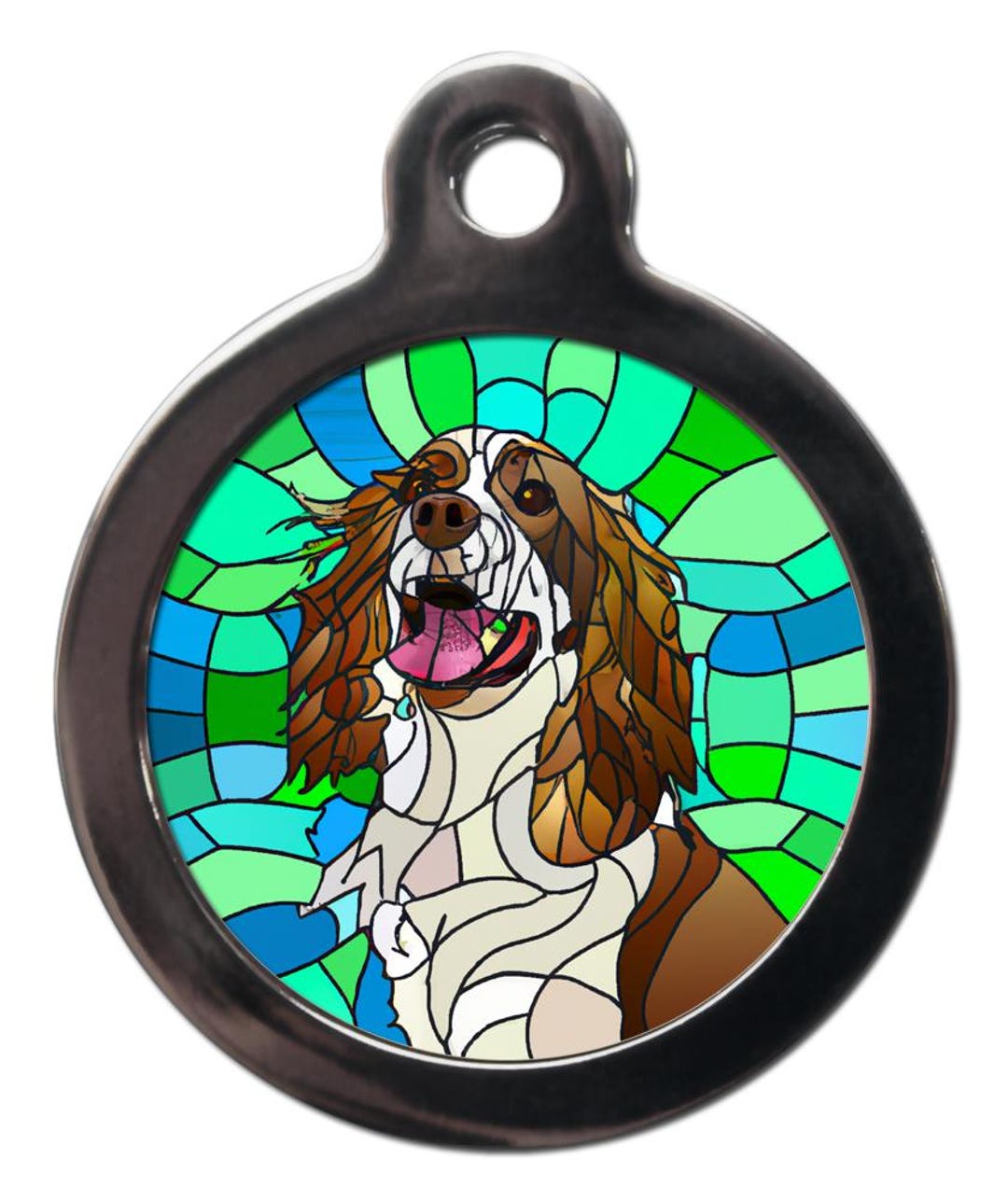 Springer Spaniel Stained Glass ID Tag Keyring - Etsy