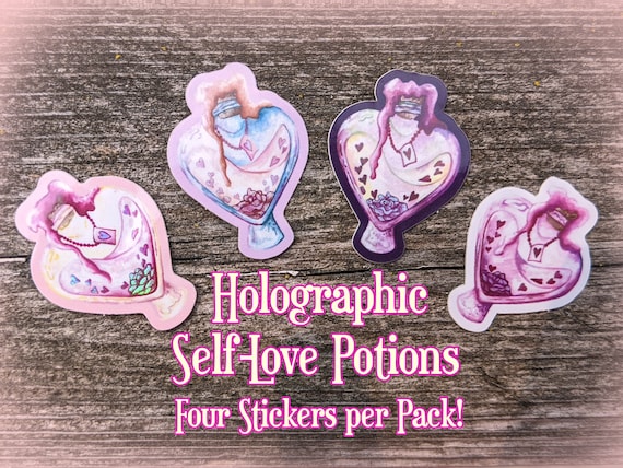 Self-love Potion Stickers set of Four Holographic - Etsy