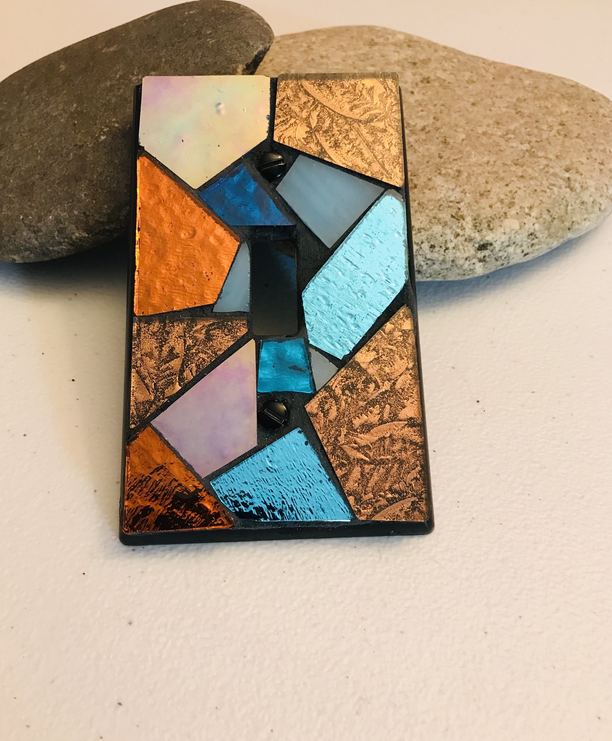 Mosaic Light Switch Plate/turquoise and Copper Mosaic Light - Etsy