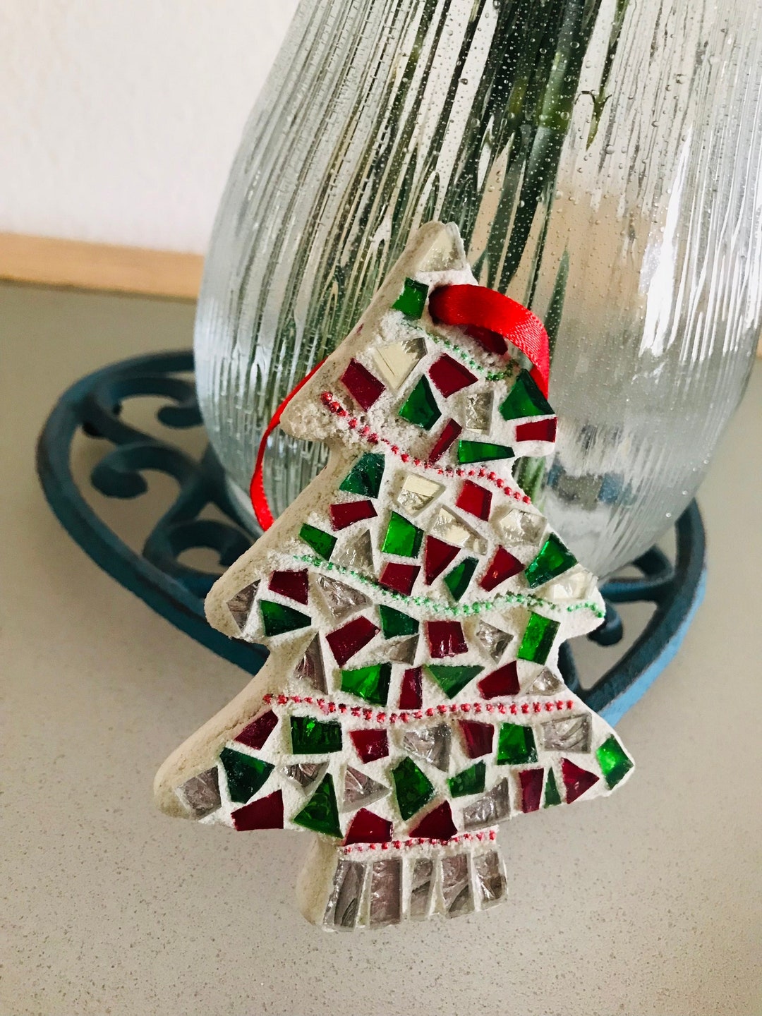 MOSAIC CHRISTMAS Ornament/mosaic Ornament/christmas Ornament/stained ...