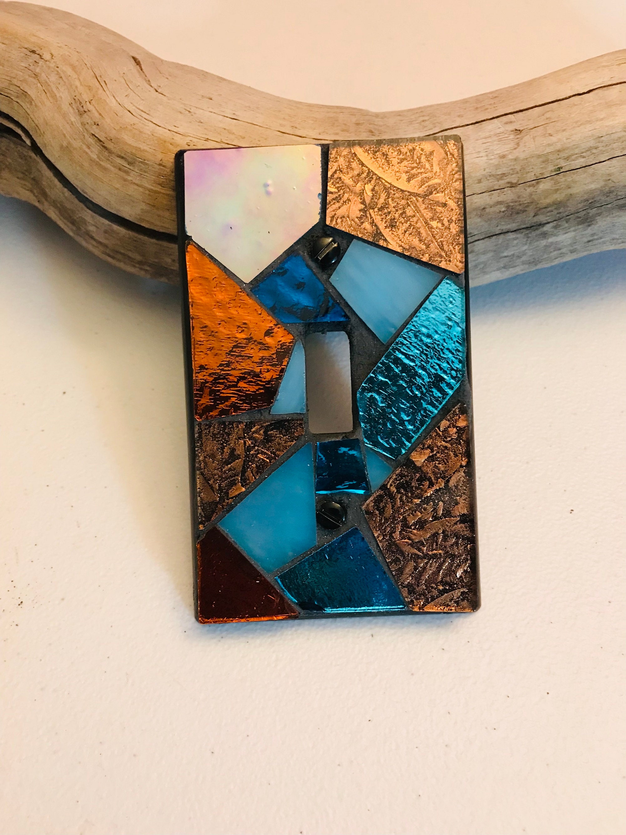 Mosaic Light Switch Plate/turquoise and Copper Mosaic Light - Etsy