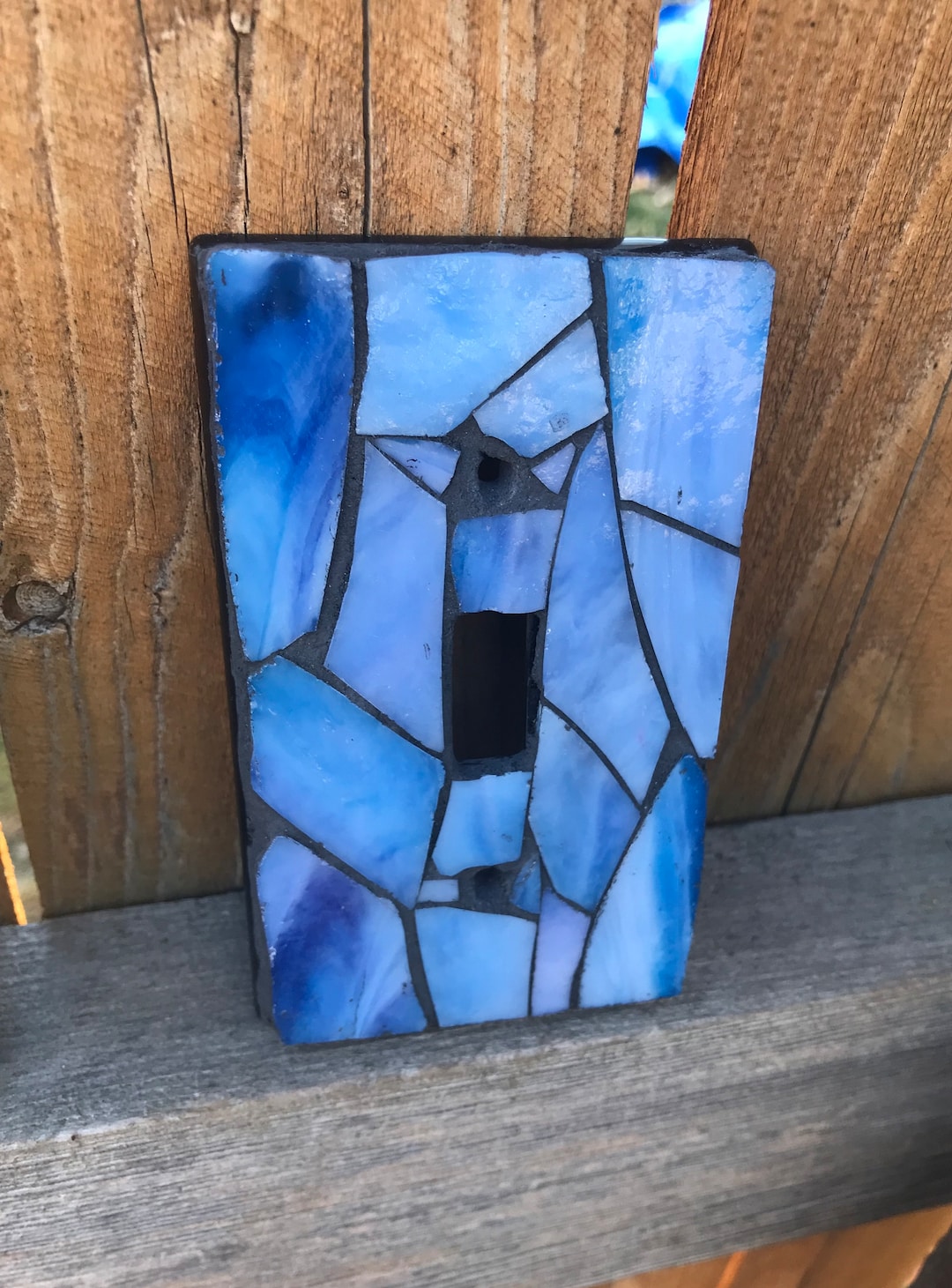 Blue Mosaic Light Switch Cover/glass Mosaic/single Standard Toggle ...