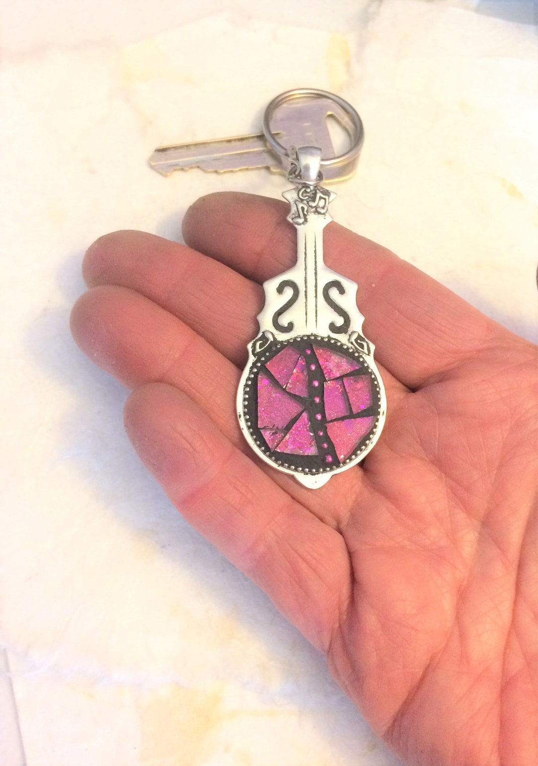 Mosaic Keychain/Mosaic Guitar Keychain/Guitar Key Chain/Mosaic Key Ring ...