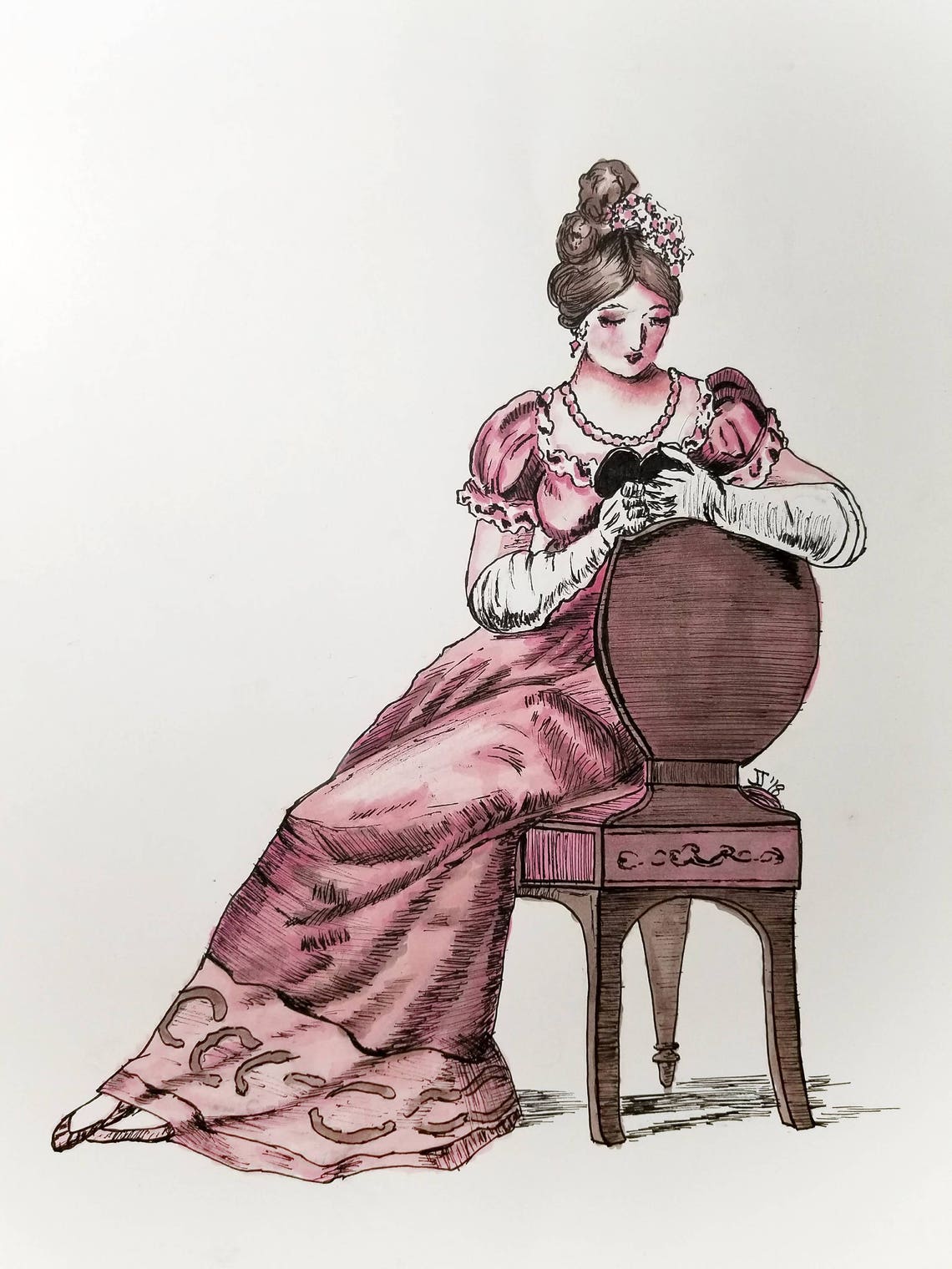 The Pink Lady of 1815 Illustration - Etsy
