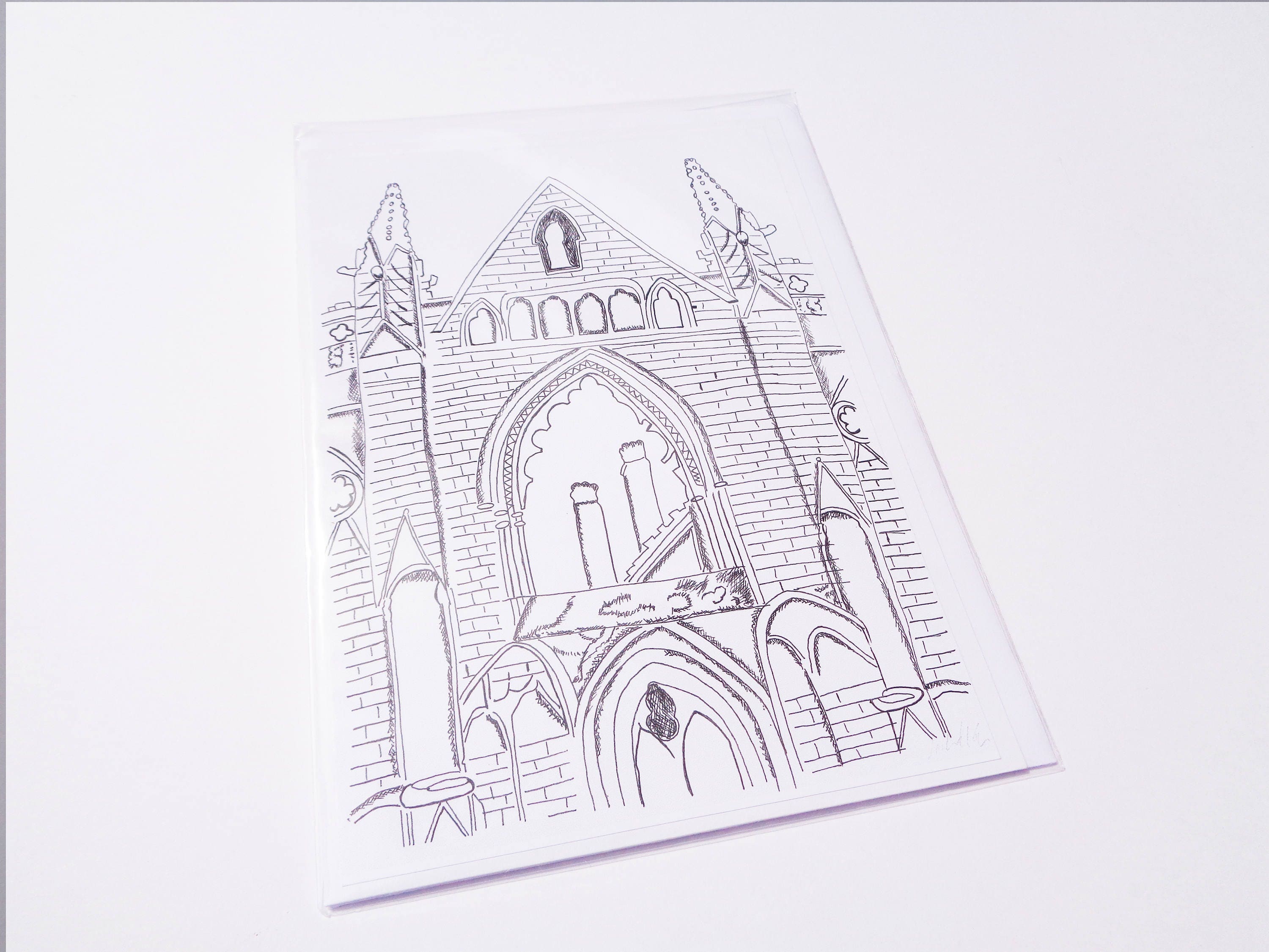 Nottingham Themed Art Cards, Line Art, Gift Cards, Unique, Art ...