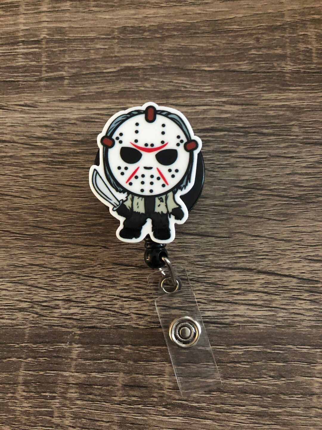Hockey Mask Murder Guy, Killer Badge Reel, Nurse Work Flair, Work Badge ...