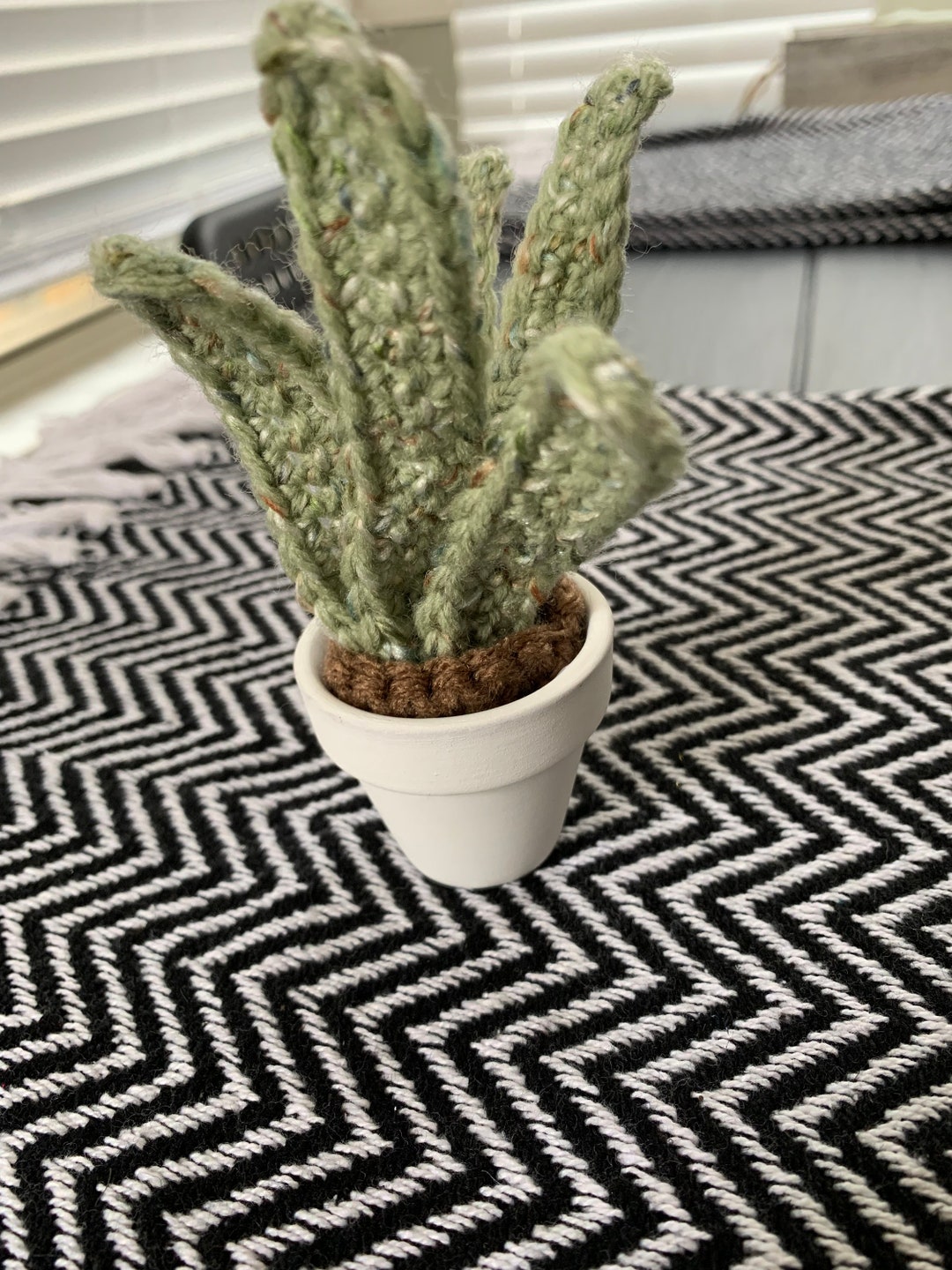 Mini Cute Crochet Plant, Crochet Plant, Handmade, Fake Plant, Desk ...