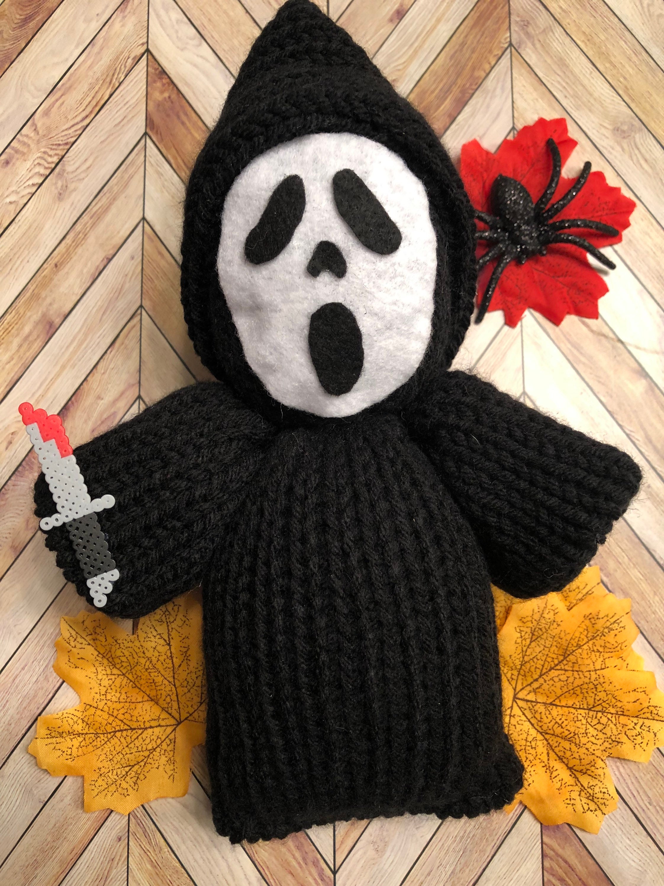 Mini Knitted Scream Guy, Horror Guy, Halloween Stuffy, Spooky Stuffed ...