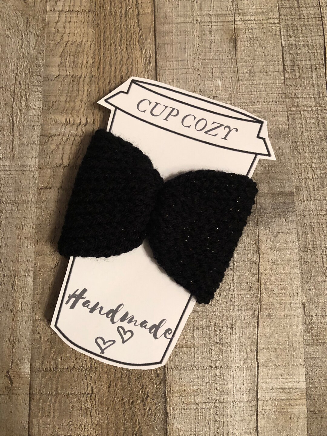 Black Sparkle Knitted Coffee Cozy, Cozy, Drink Cozy, Coffee Sleeve ...