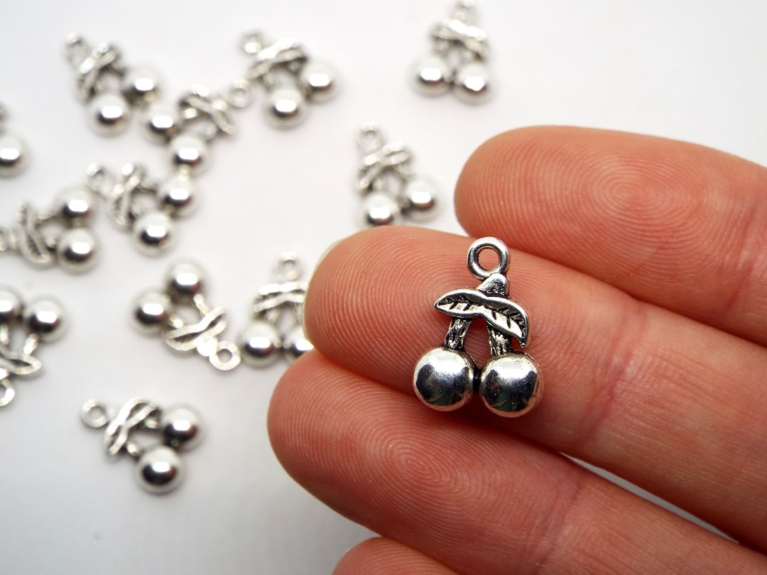 10x Cherry Charm Double Sided 14 X 11mm, Silver Coloured AF0801 - Etsy