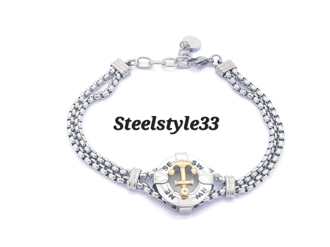 Nautical Unisex Anchor Compass Steel Wristband Accessory - Etsy