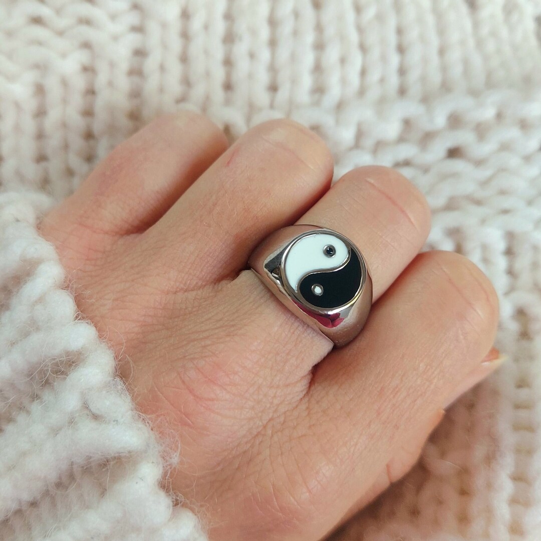 Unique Men's and Women's Yin Yang Signet Jewelry in Silver and Steel - Etsy