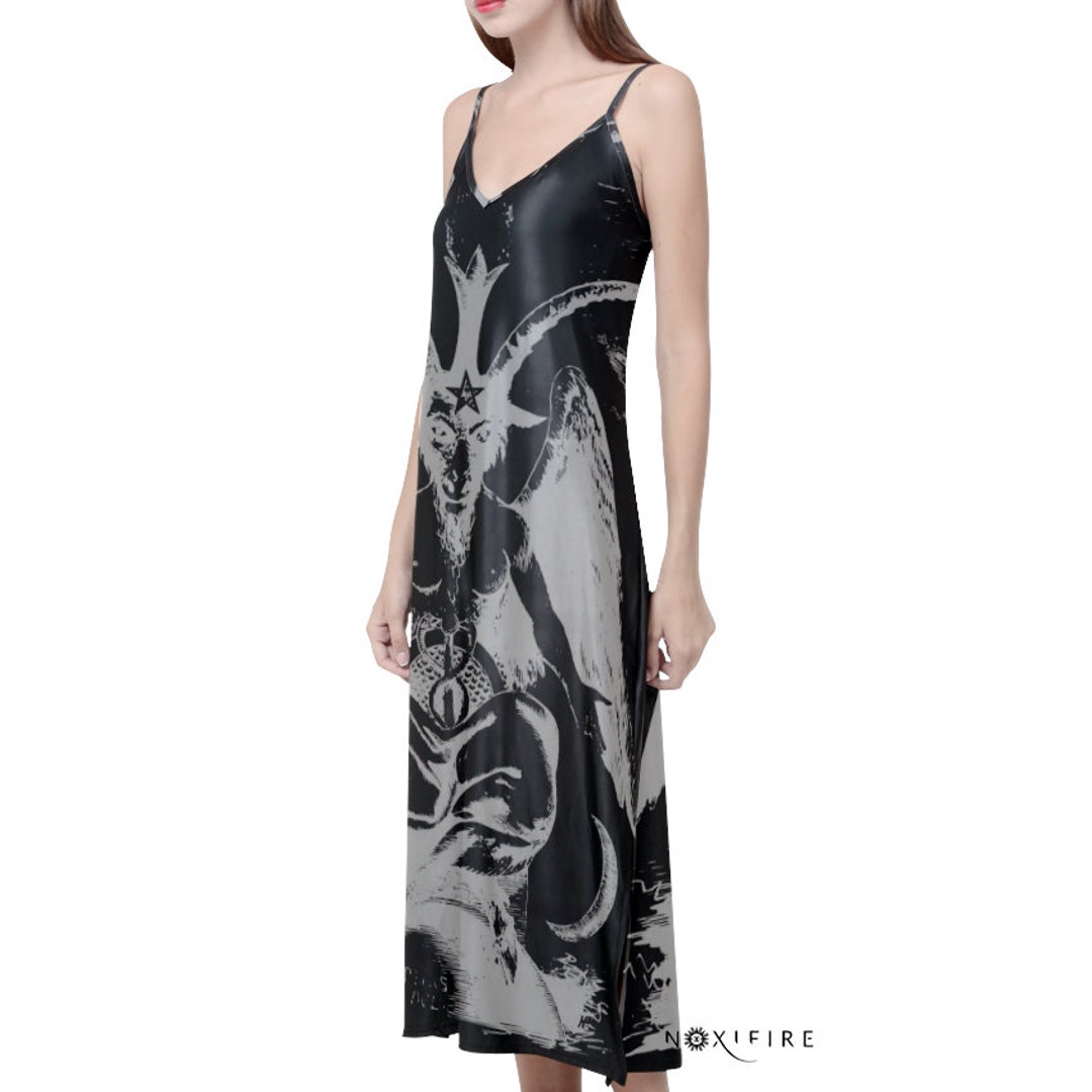 Witchy Robe Dress Silky Baphomet Long Cami Dress / Occult Esoteric ...