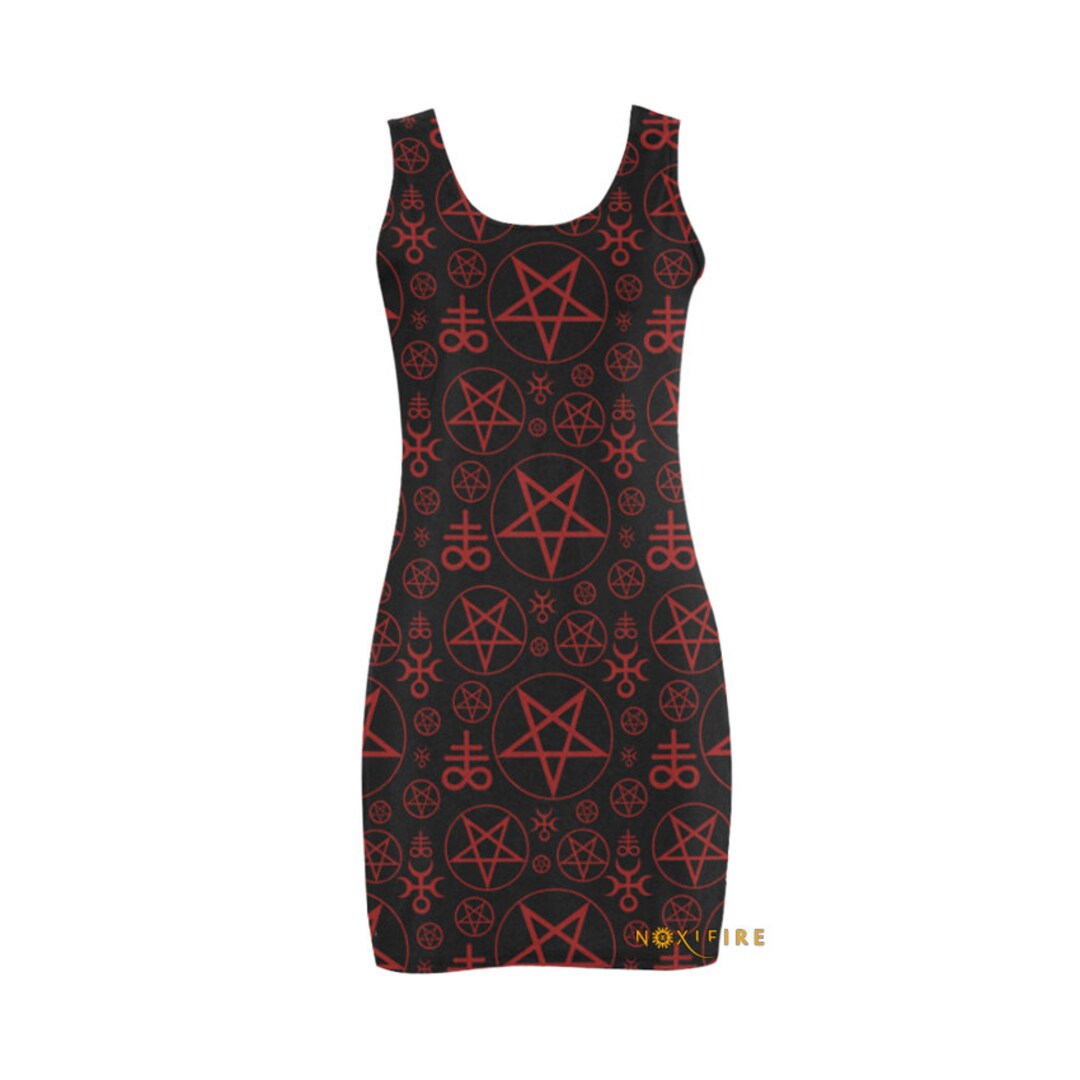 Satanic Vest Shirt Bodycon Dress Sexy Wicthy Dress With Occult Symbols ...