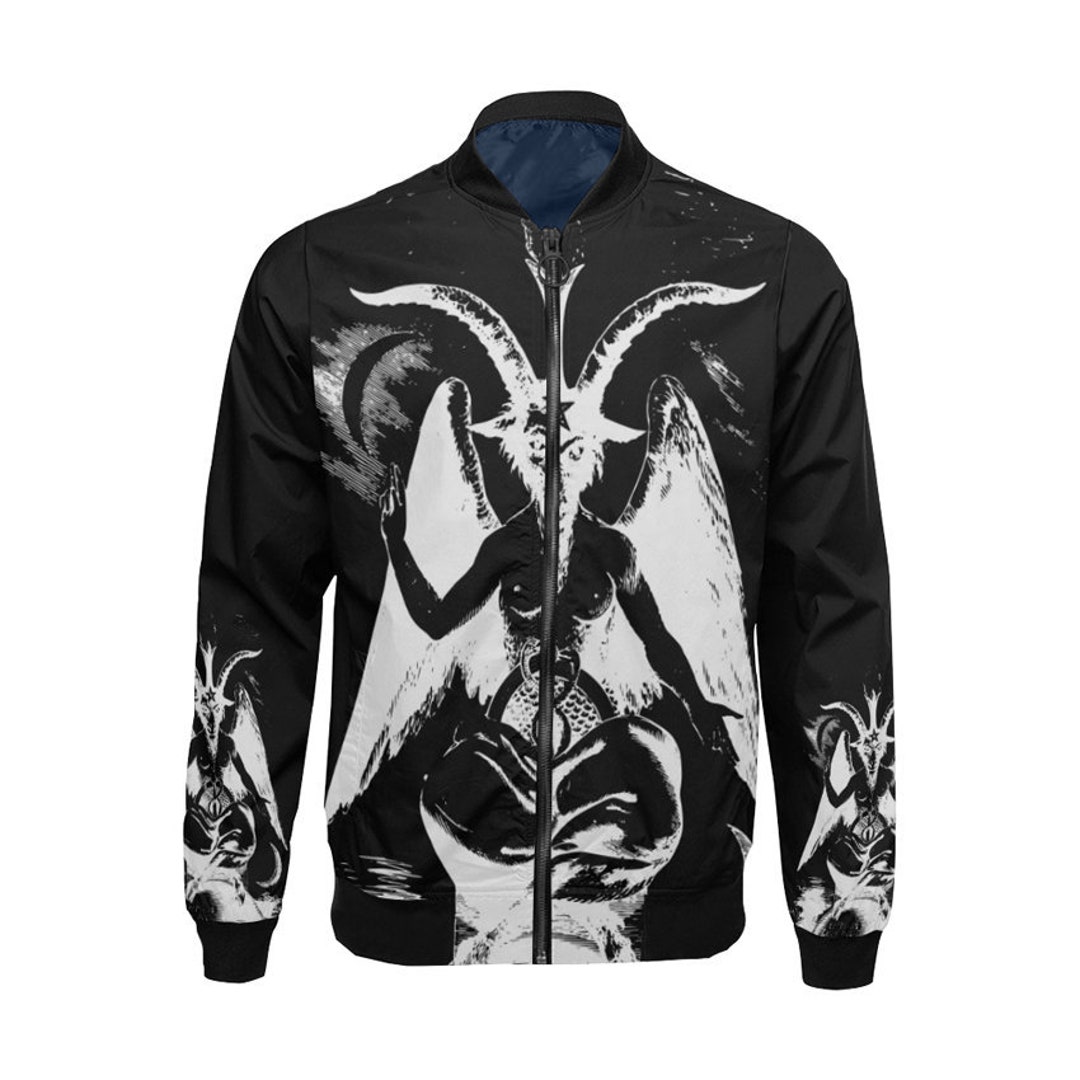 Satanic Bomber Jacket Nugoth Black Metal Alchemy Unisex Jacket Baphomet ...