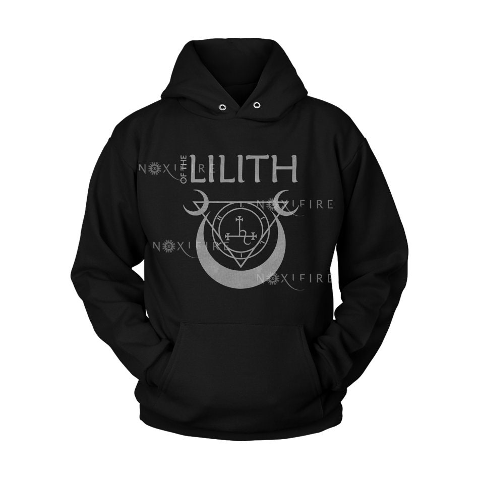 Of the Lilith Sigil hoodie with front pocket Grey and Black | Etsy