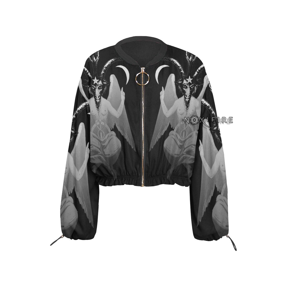 Witchy cropped bomber jacket Satanic witchy Baphomet | Etsy