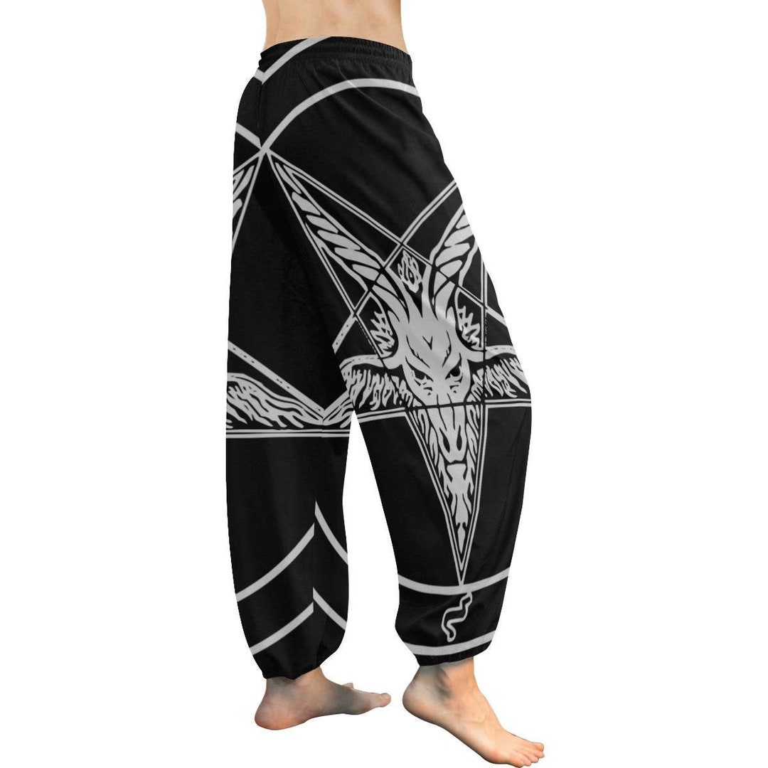 Pentagram Baphomet Wide Shiffon Satanic Pants - Etsy