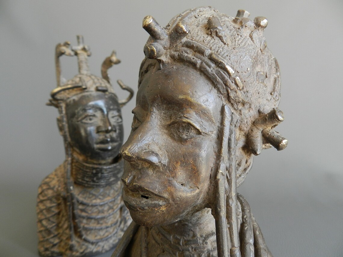 Luxe Bronze Edo Ife Yoruba Couple King Oba Queen Mother | Etsy