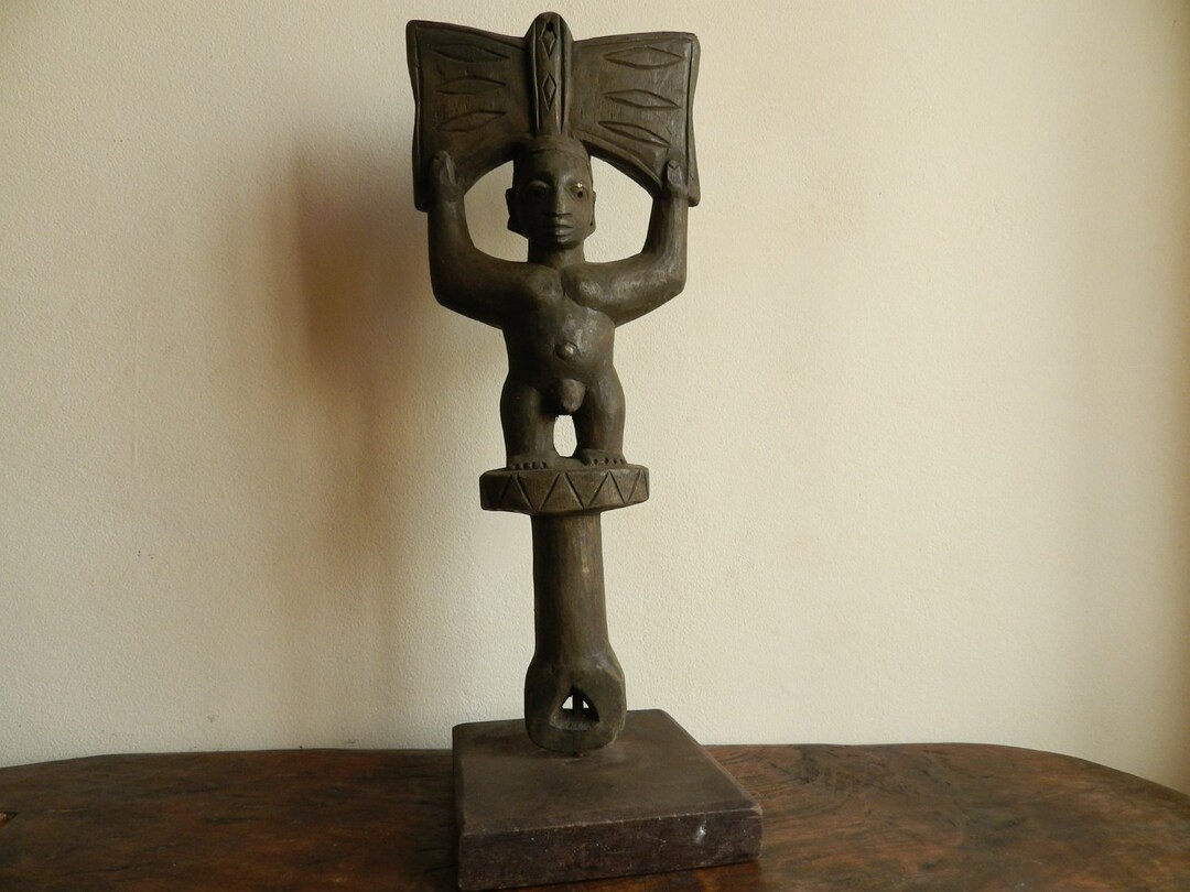 Stick Ritual Oshe Shango Yoruba in Black Wood, Masculine Carved, Ose ...