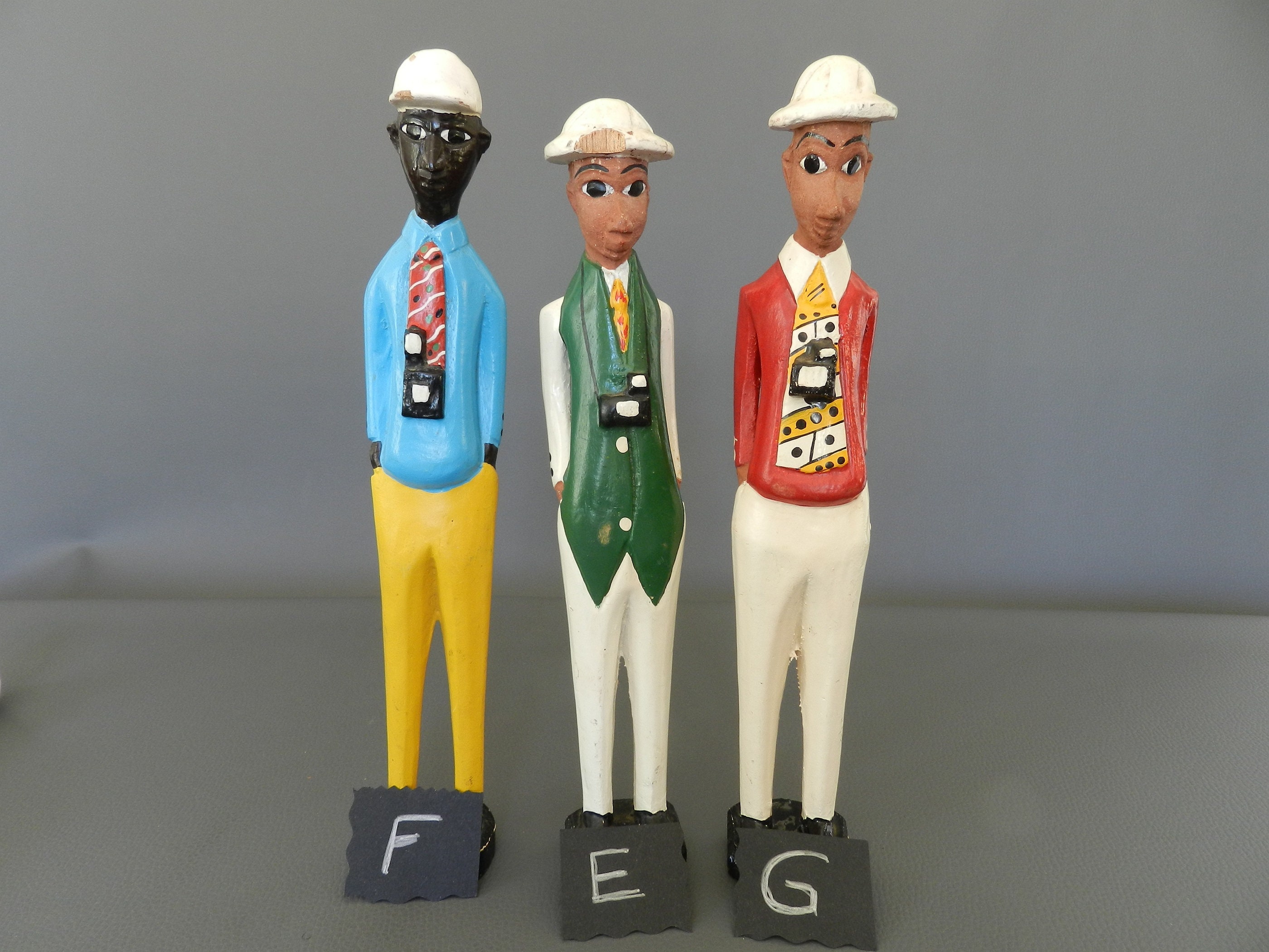 Colon Figurine Painted Wood, Colon Photographer Sculpture, Colon Rifle ...
