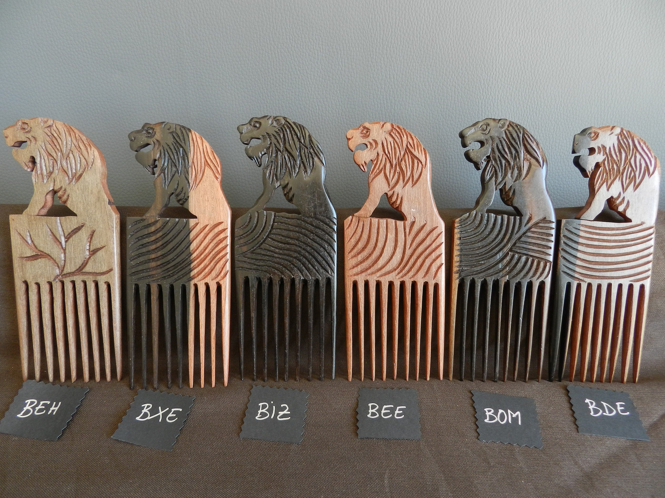 African Lion Hippo Comb in Ebony Wood Chameleon Comb African - Etsy