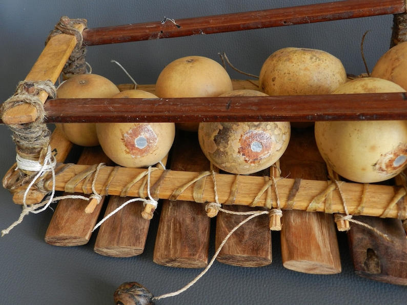 Balafon With 12 Tones or Blades on 5 African Calabash Gourds, Xylophone ...