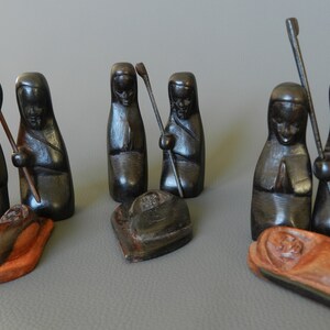 Nativity Scene Santons With 11 Figurines Characters Carved in Brown and ...