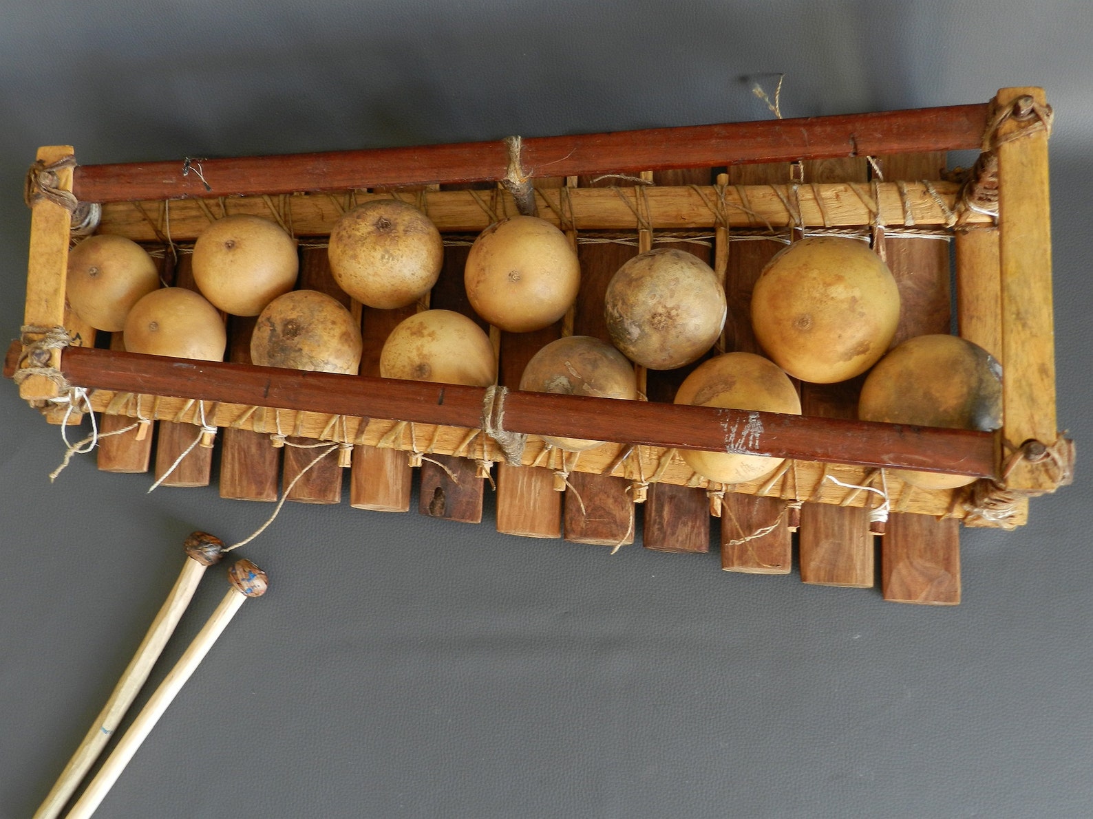 Balafon With 12 Tones or Blades on 5 African Calabash Gourds, Xylophone ...
